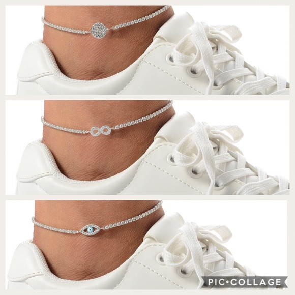 Jewelry | Infiniti Pave Disc Or Evil Eye Cz Anklet | Poshmark